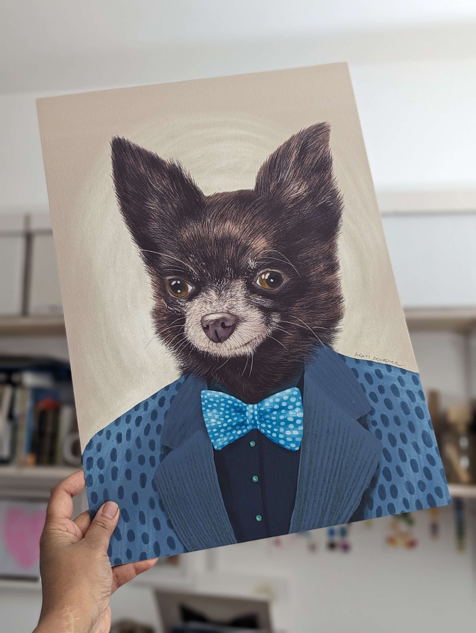 Custom pet portrait with clothes – Arati Devasher Studio