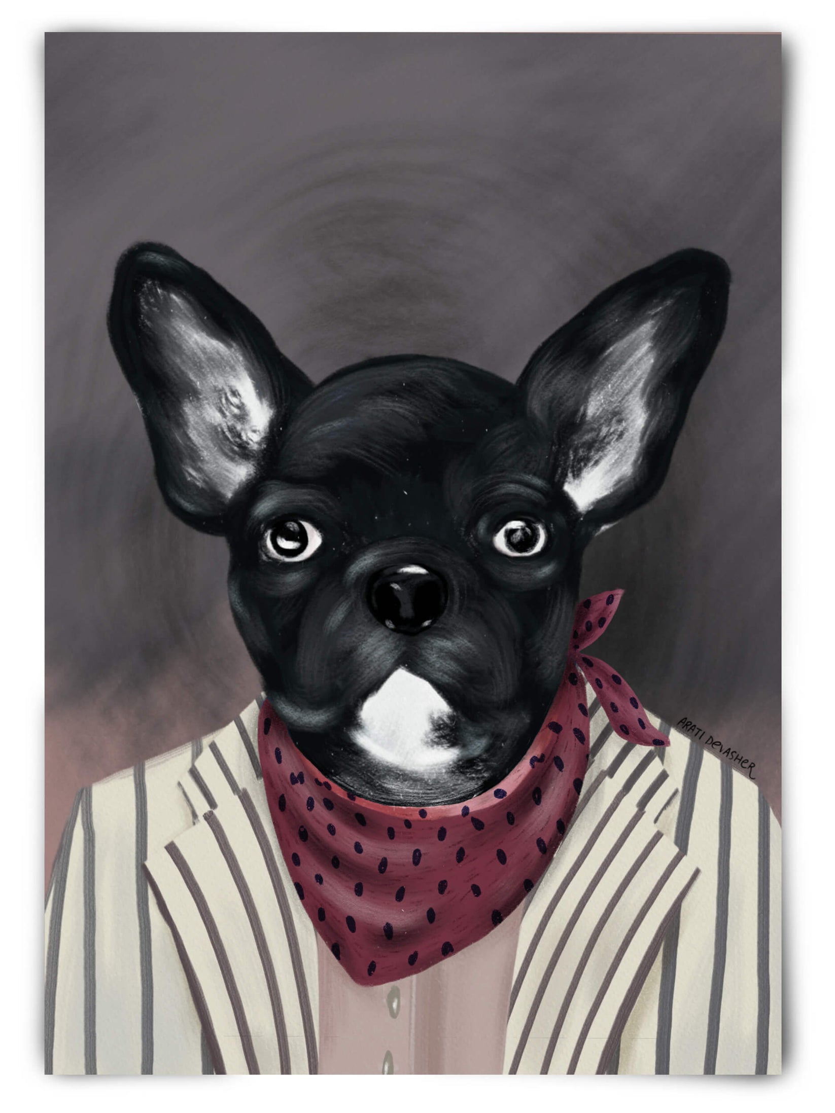 Custom pet portrait with clothes – Arati Devasher Studio