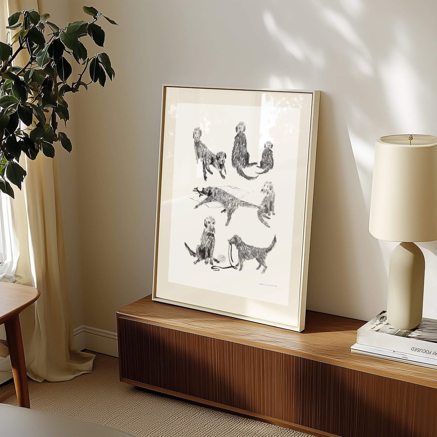 Scruffy Dogs (black & white) – art print – Arati Devasher Studio